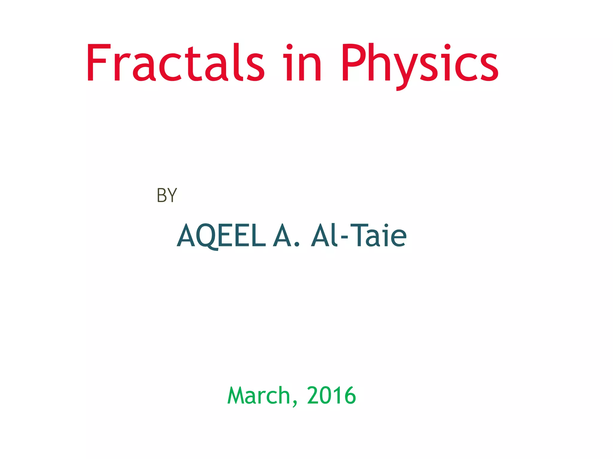 Fractals in physics | PPT