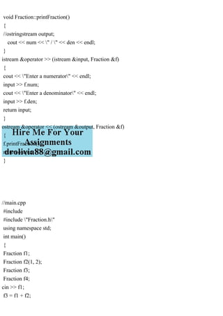 Fraction.h #include iostream #ifndef FRACTION #define FR.pdf