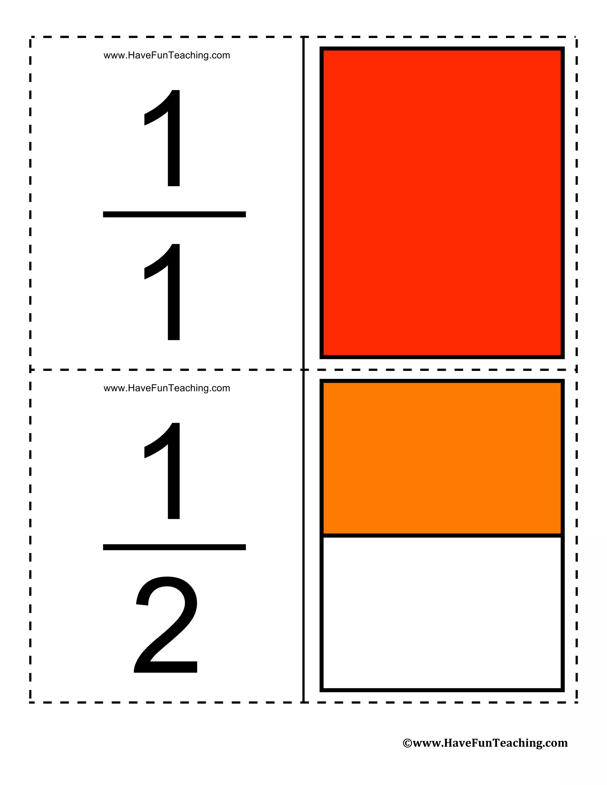 Fraction flash-cards | PDF