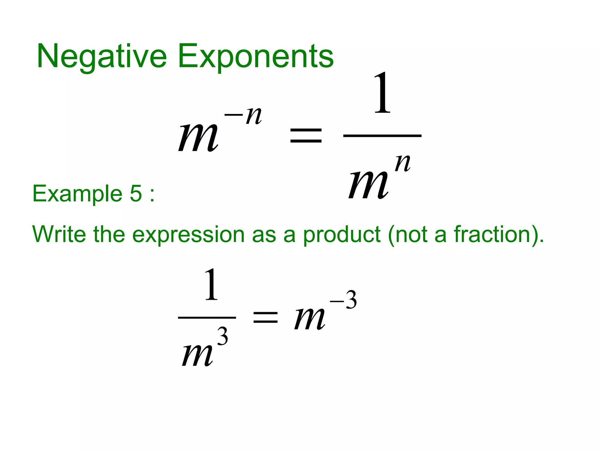 Fractional and Negative Exponents | PPT