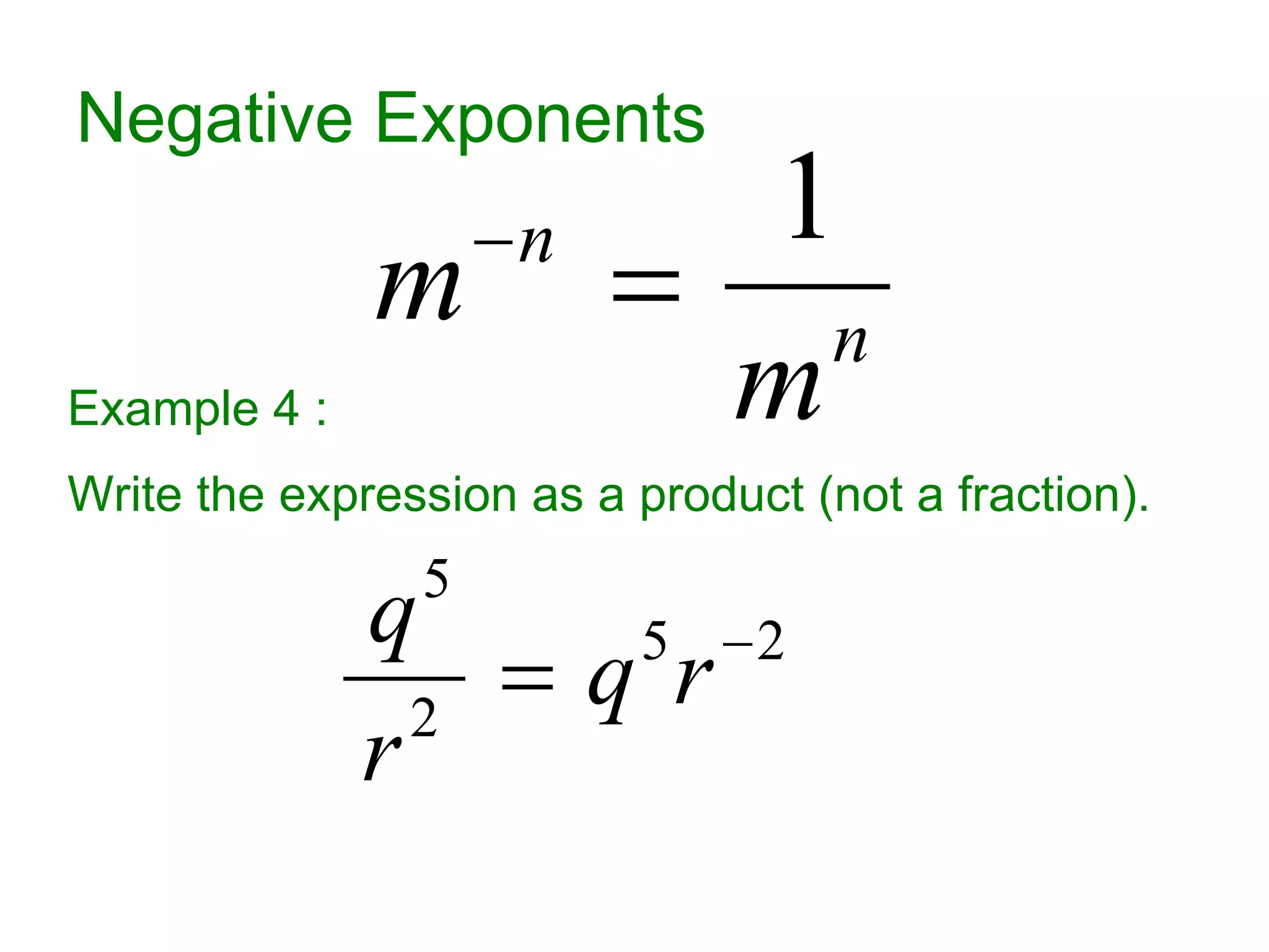 Fractional and Negative Exponents | PPT