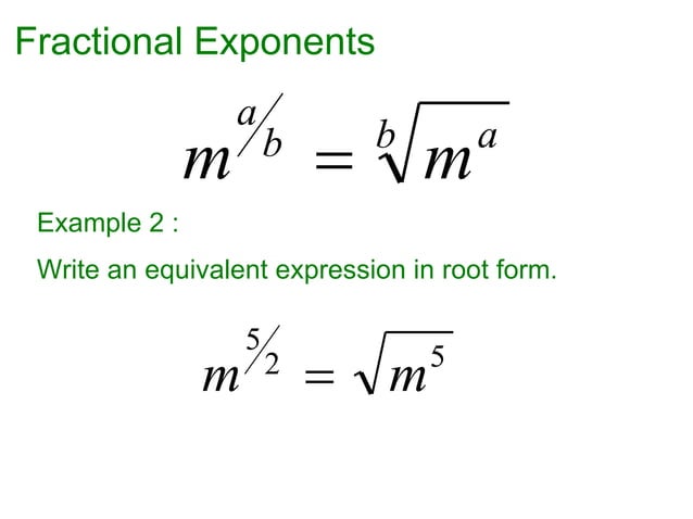 Fractional and Negative Exponents | PPT