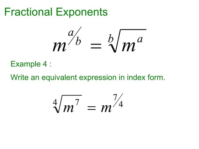 Fractional and Negative Exponents | PPT