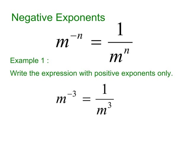 Fractional and Negative Exponents | PPT