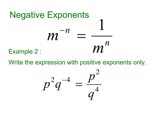 Fractional and Negative Exponents | PPT
