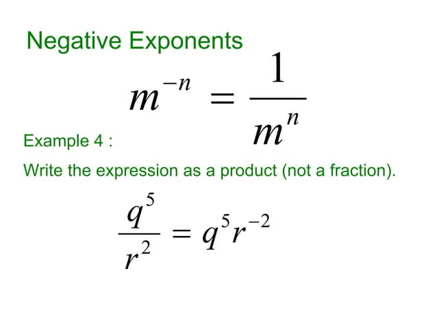 Fractional and Negative Exponents | PPT