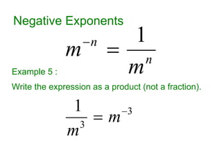 Negative Exponents Fractions