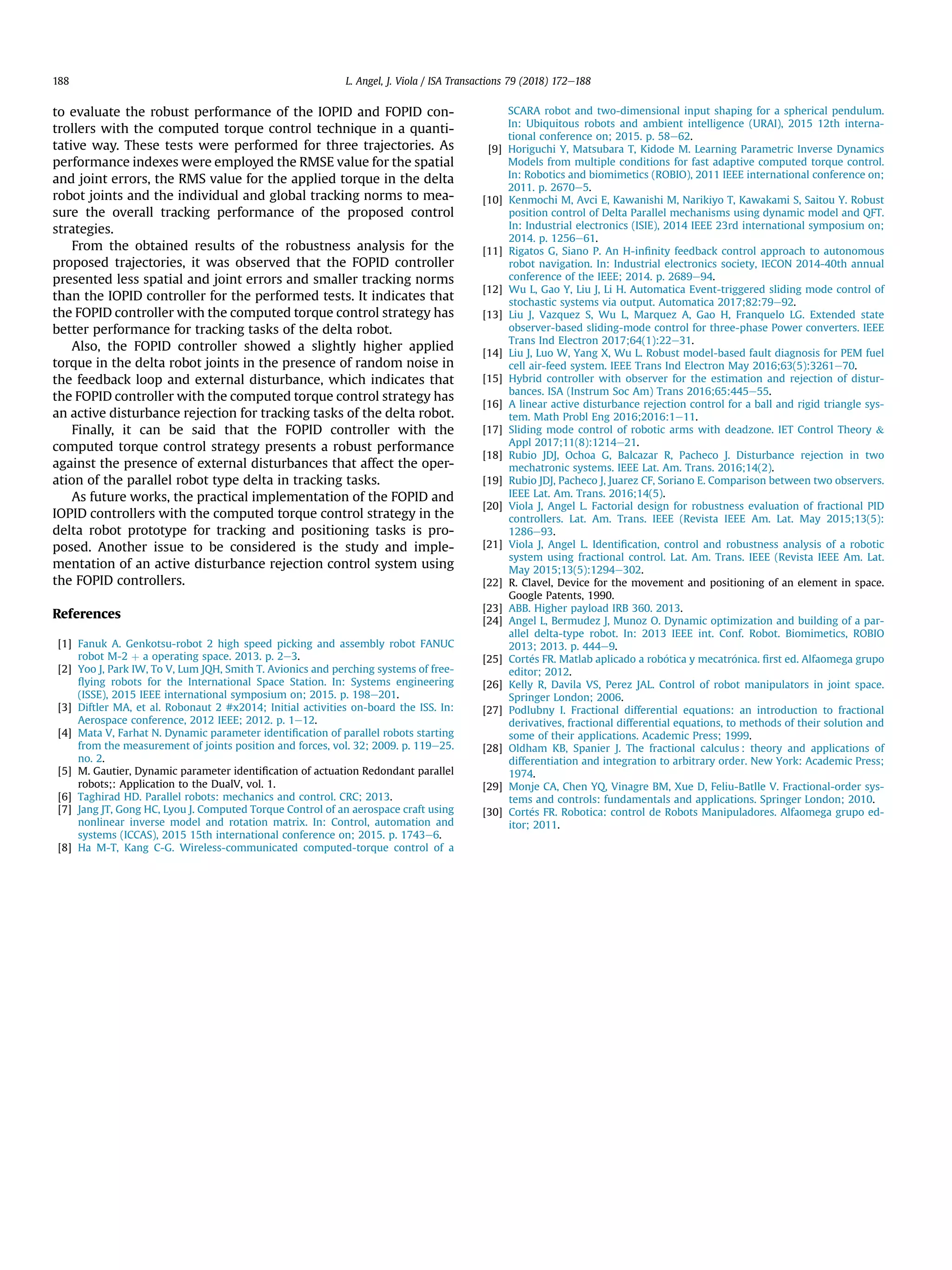 Fractional Order Pid For Tracking Control Of A Parallel Robotic Manipulator Type Delta Pdf
