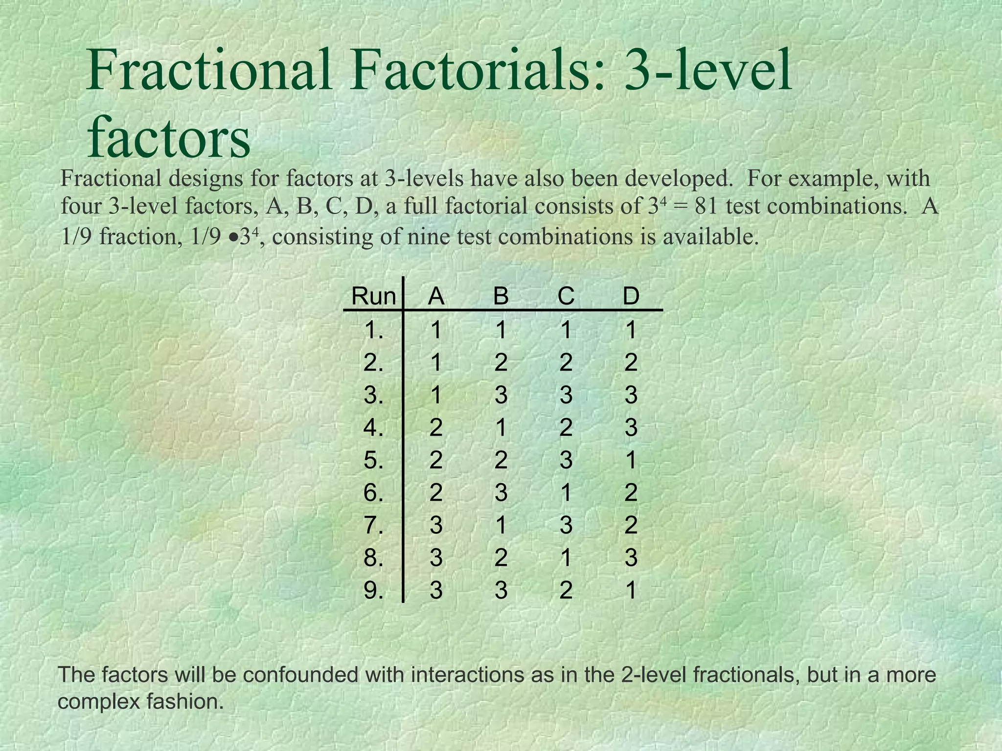 Fractional Factorial Designs | PPT