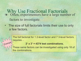 Fractional Factorial Designs | PPT