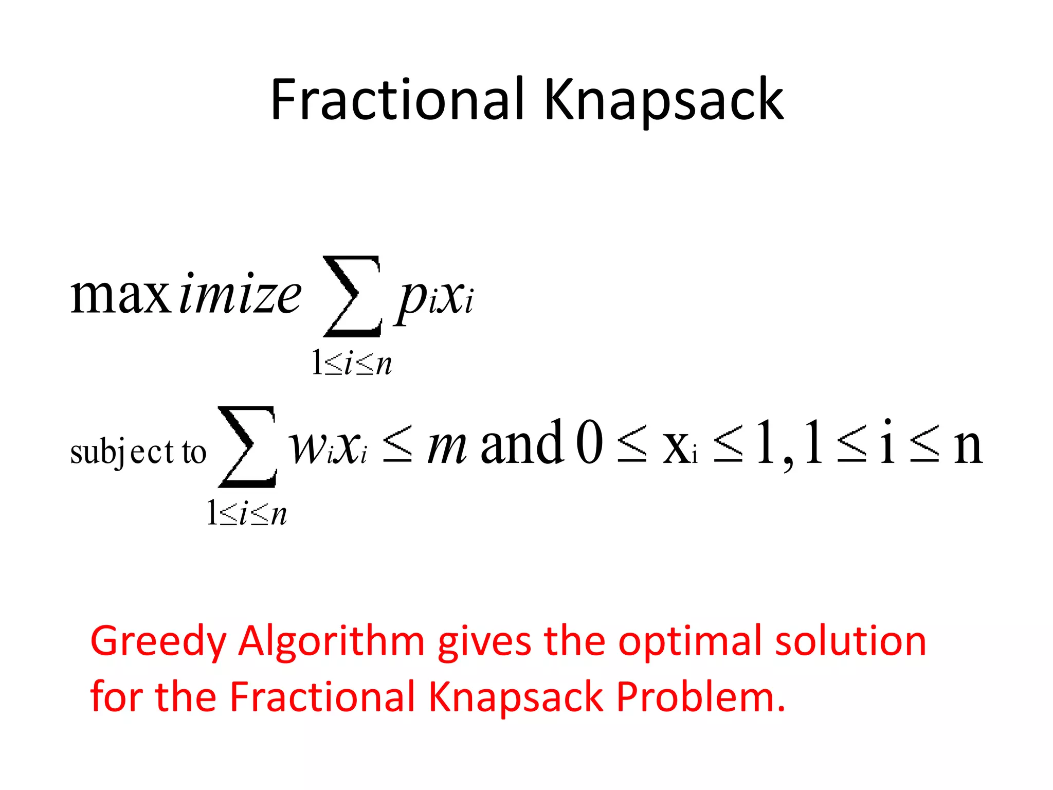 Fractional knapsack class 13 | PPTX