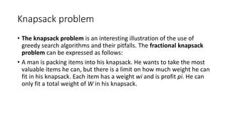 Fractional knapsack problem | PPTX
