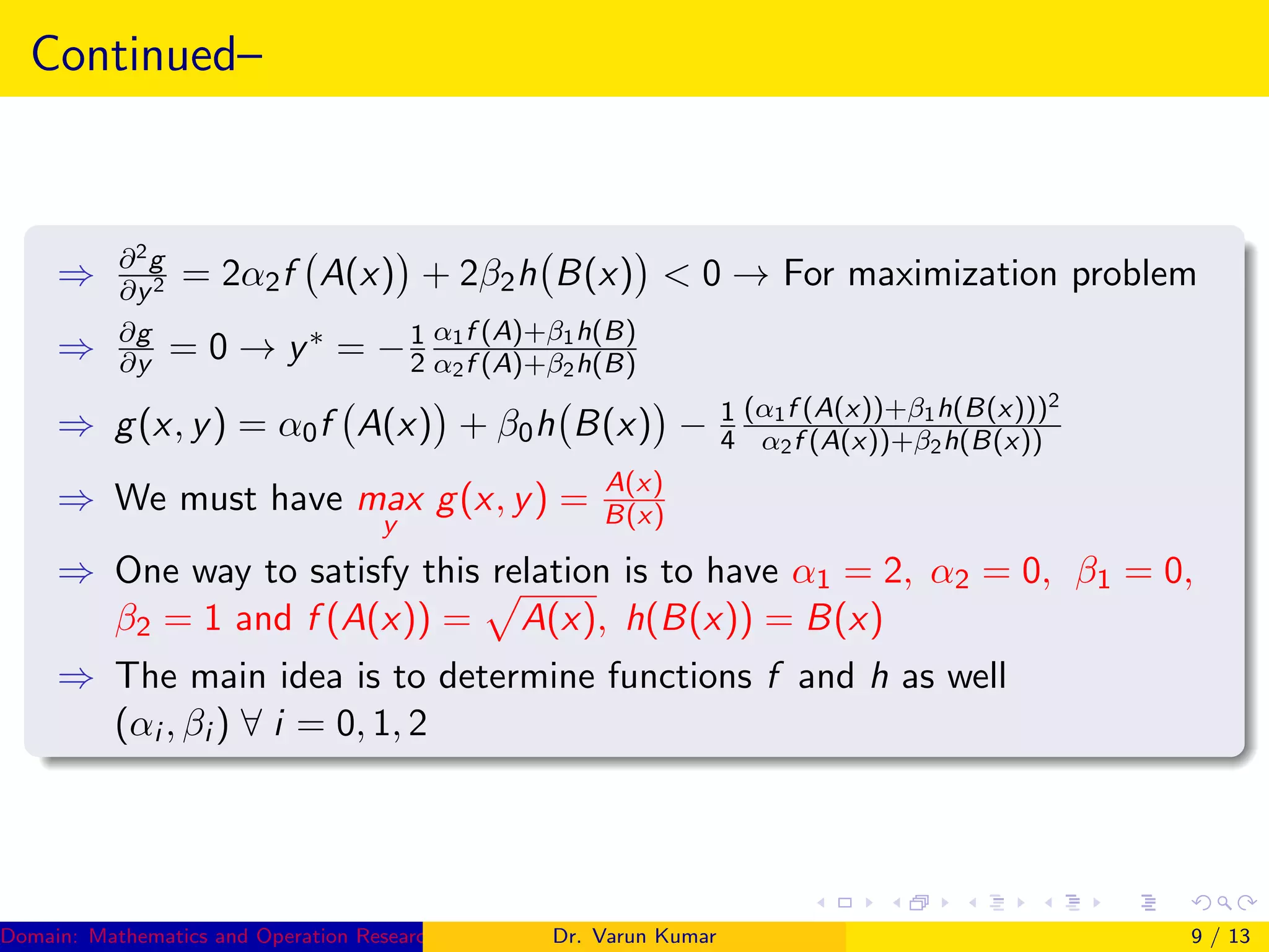 Fractional Programming A Tool For Optimization Ppt