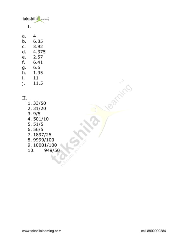 Fraction and Decimals Exercise for CBSE Class 6 Maths - Free Worksheet ...