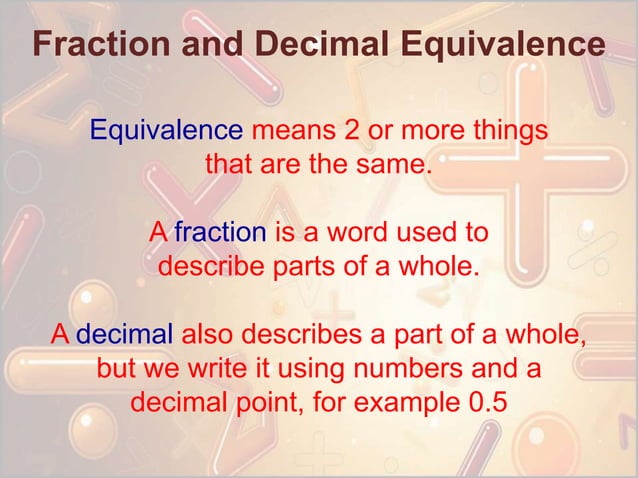 Fraction decimal equivalence | PPT
