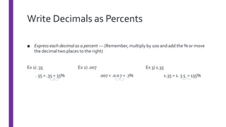 Fraction decimal percent conversion | PPTX