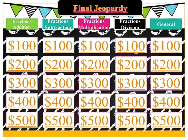 Operations with Fraction Jeopardy | PPTX