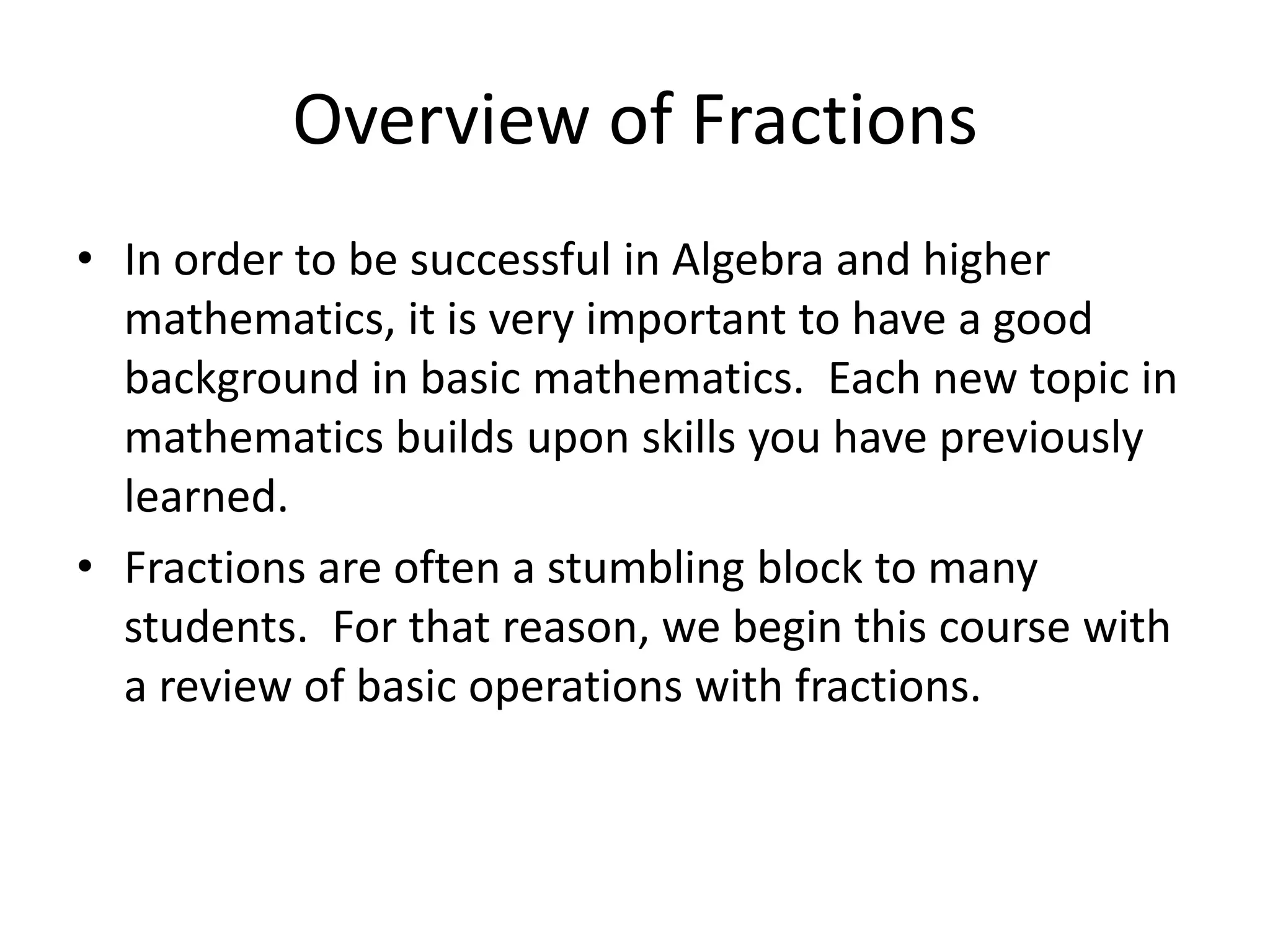 Fraction Overview | PPTX
