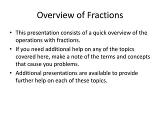 Fraction Overview | PPTX