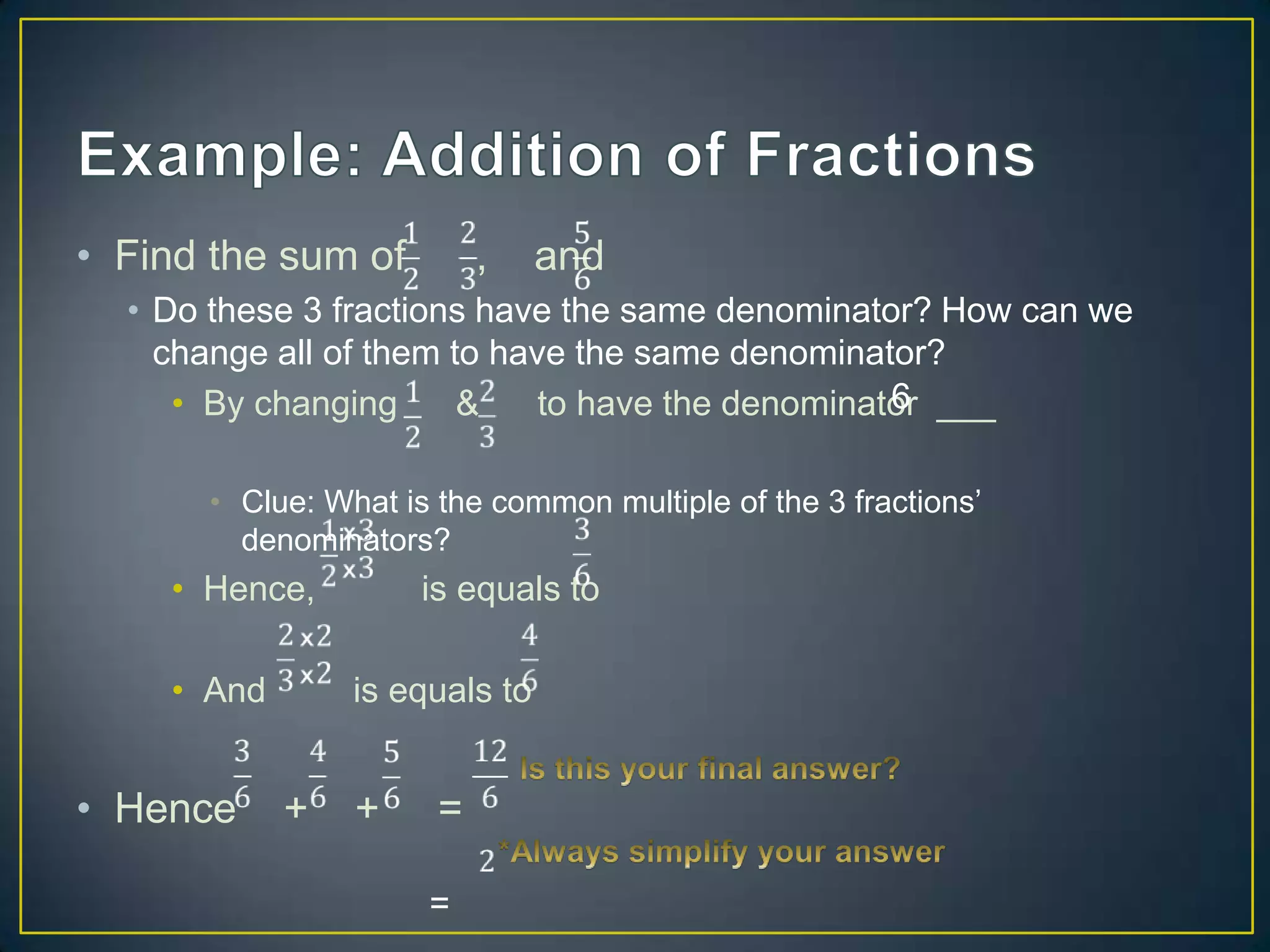 Fractions | PPTX | Physics | Science