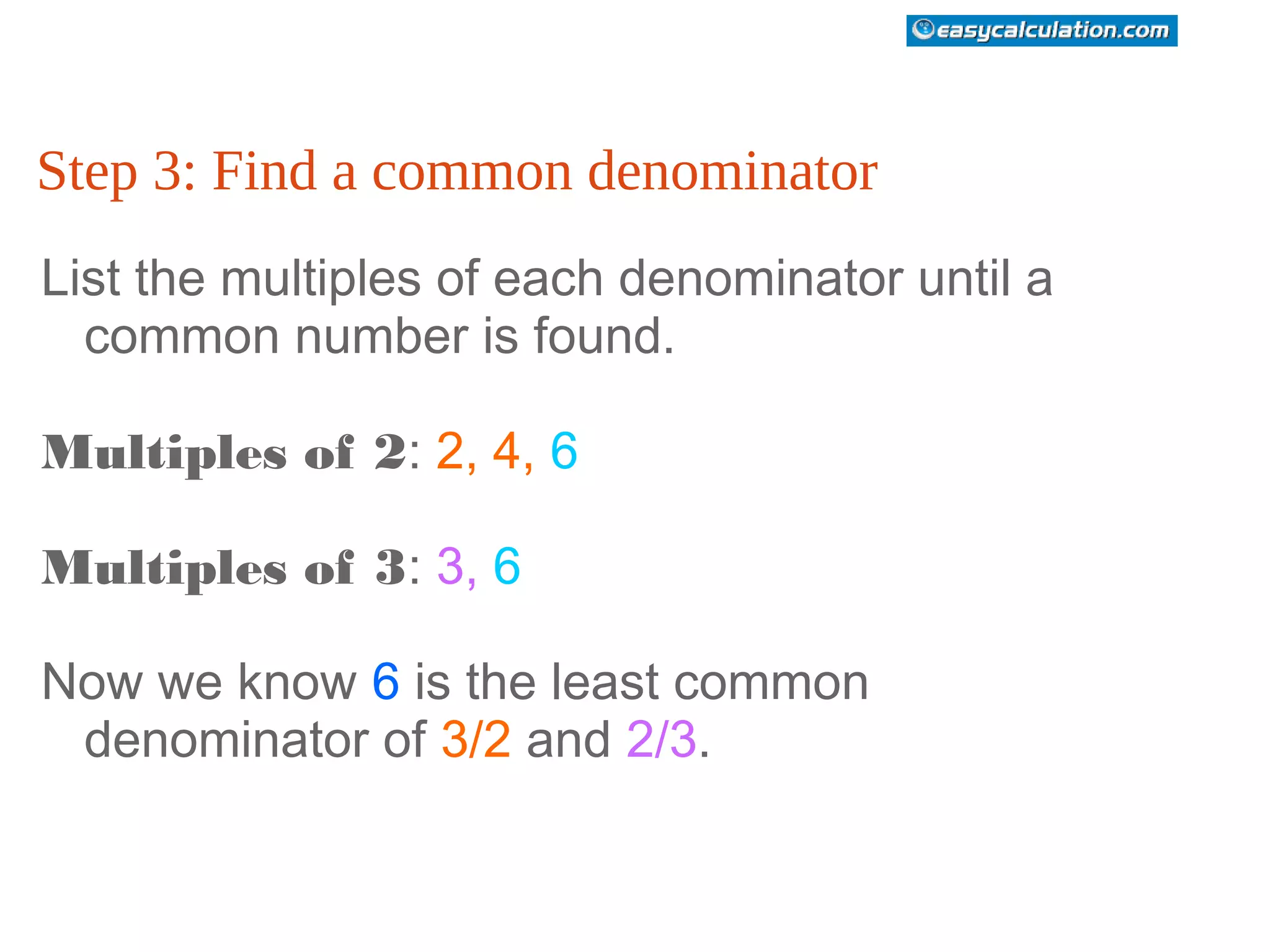 How to calculate fractions - Addition | PPT