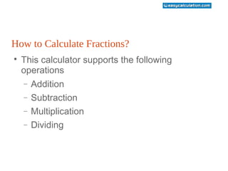 How to calculate fractions - Addition | PPT