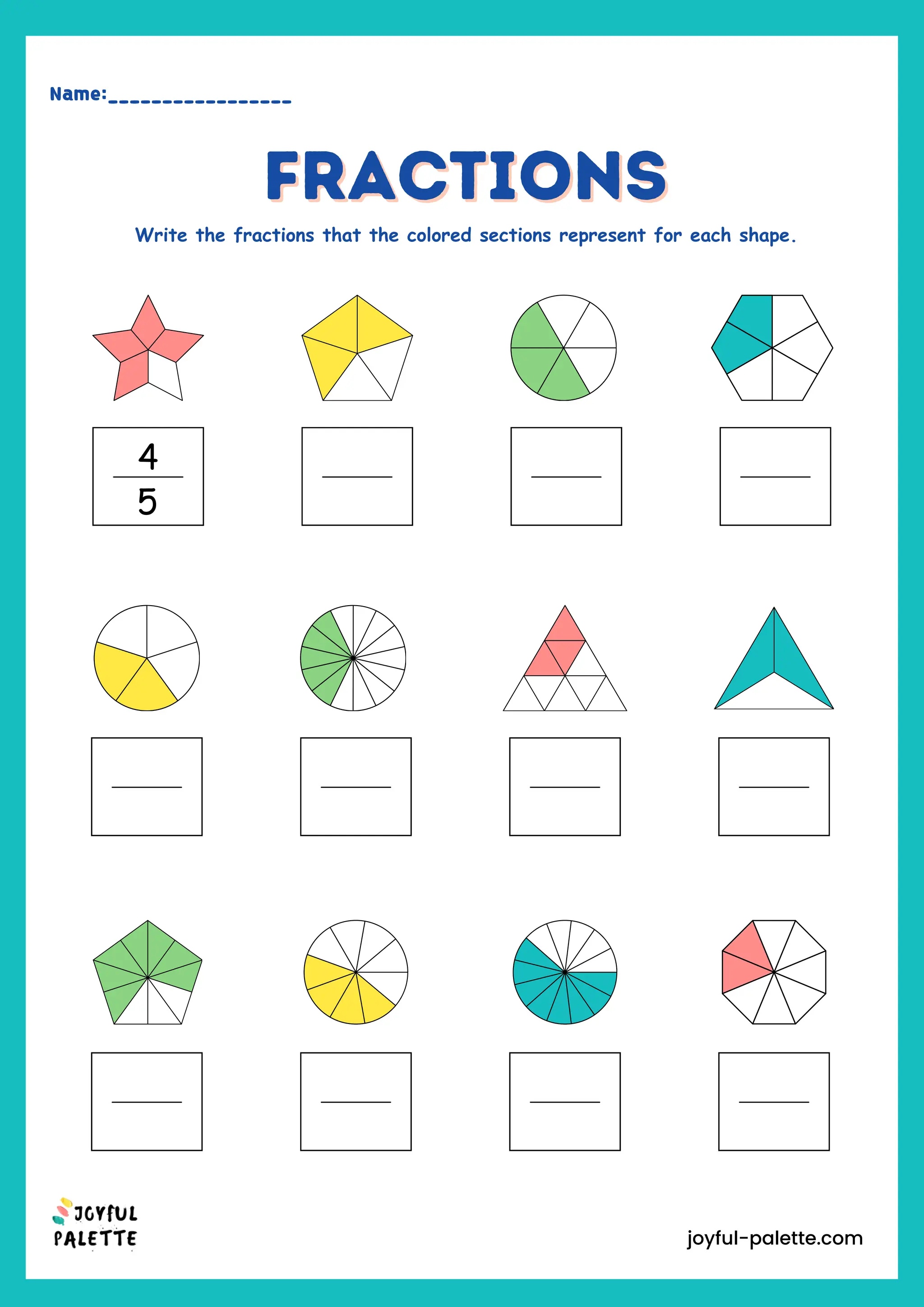 Fun Fractions Worksheets for Elementary School Children | PDF