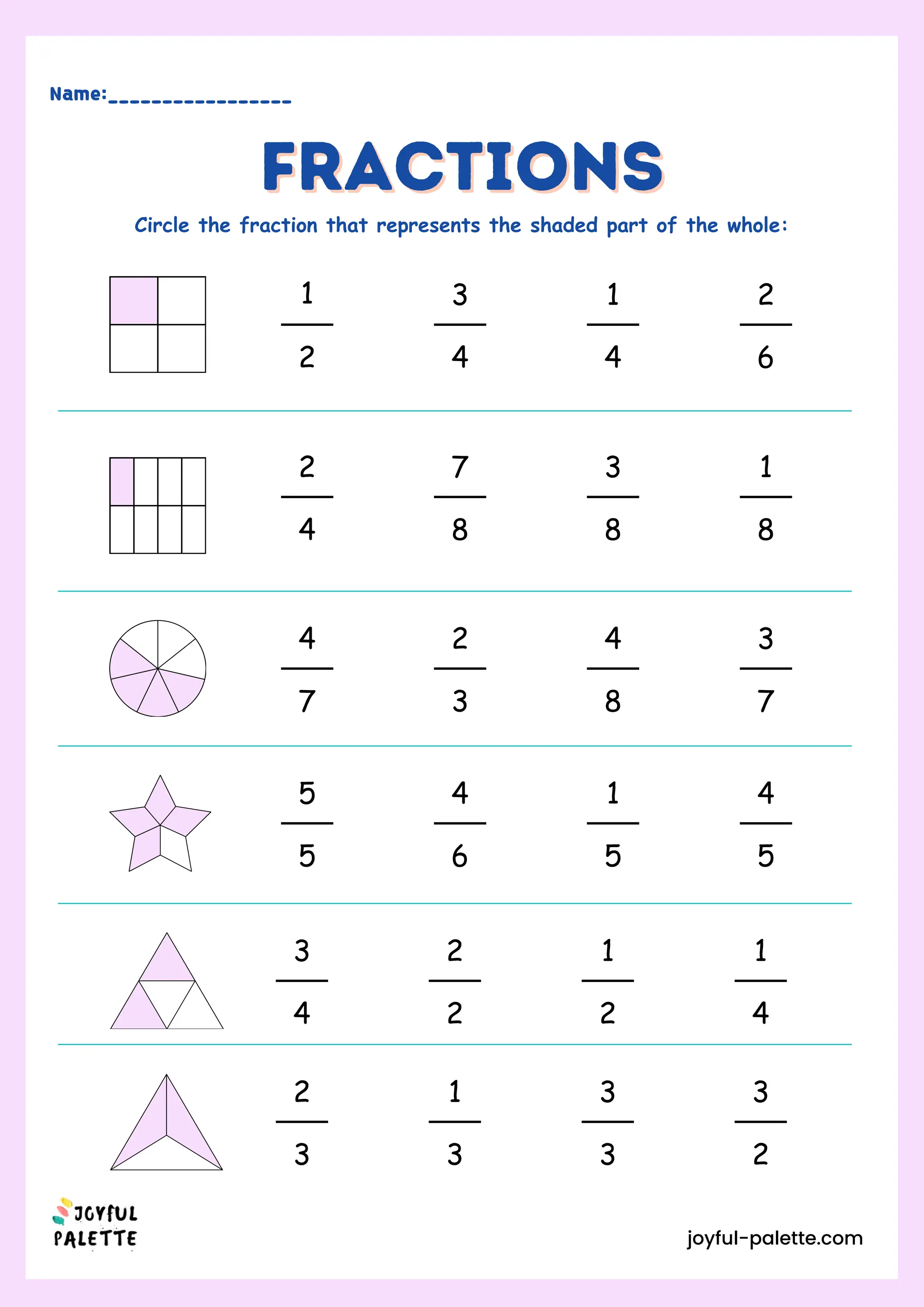 Fun Fractions Worksheets for Elementary School Children | PDF