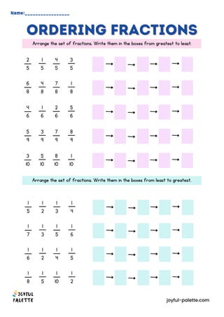 Fun Fractions Worksheets for Elementary School Children | PDF
