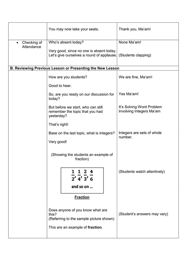 Lesson plan for Fractions - Abaldes.docx | Homework and Study | Education