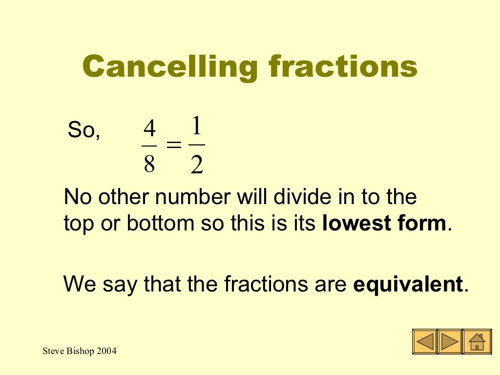 Fractions Cancelling Down