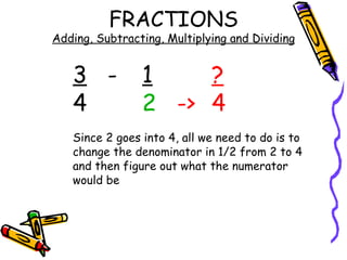 Fractions - Add, Subtract, Multiply and Divide | PPT