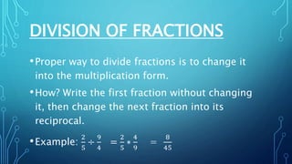 Fractions (addition, subtraction, multiplication and (1) | PPTX