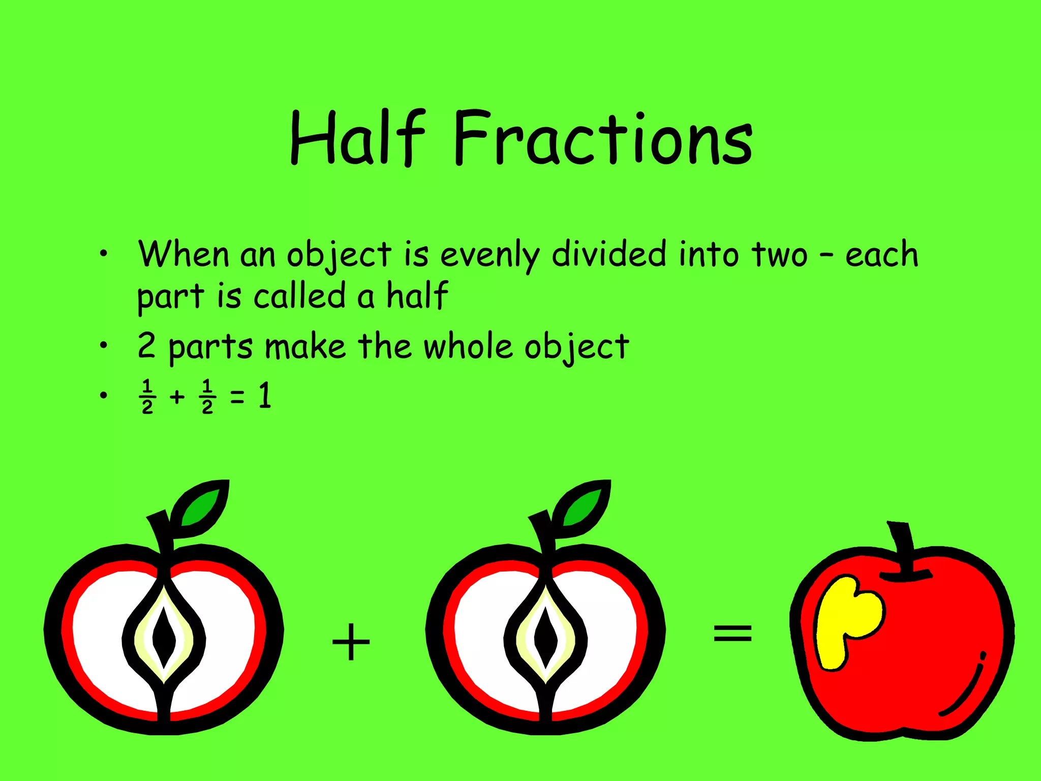Fractions 1/2, 1/4, 3/4 | PPT