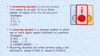 FRACTIONS AND DECIMALS. Mainly recurring | PPTX