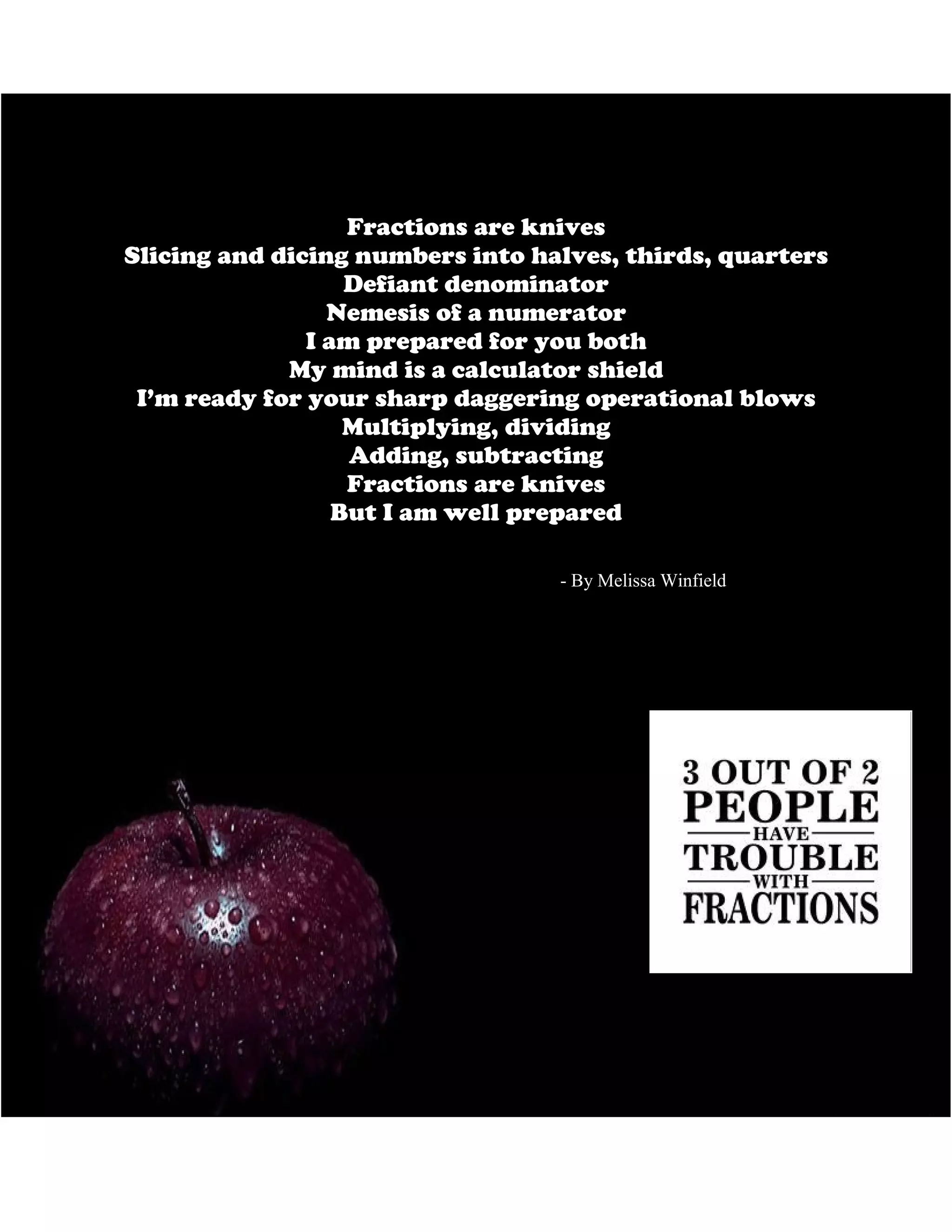 Fractions are knives extended metaphor poem | DOC