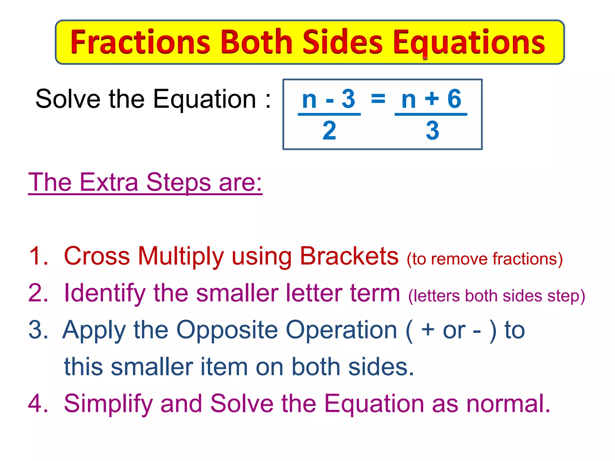 Equations with Fractions on Both Sides | PPTX
