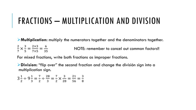 Fractions, comparing numbers, indices, standard form | PPT