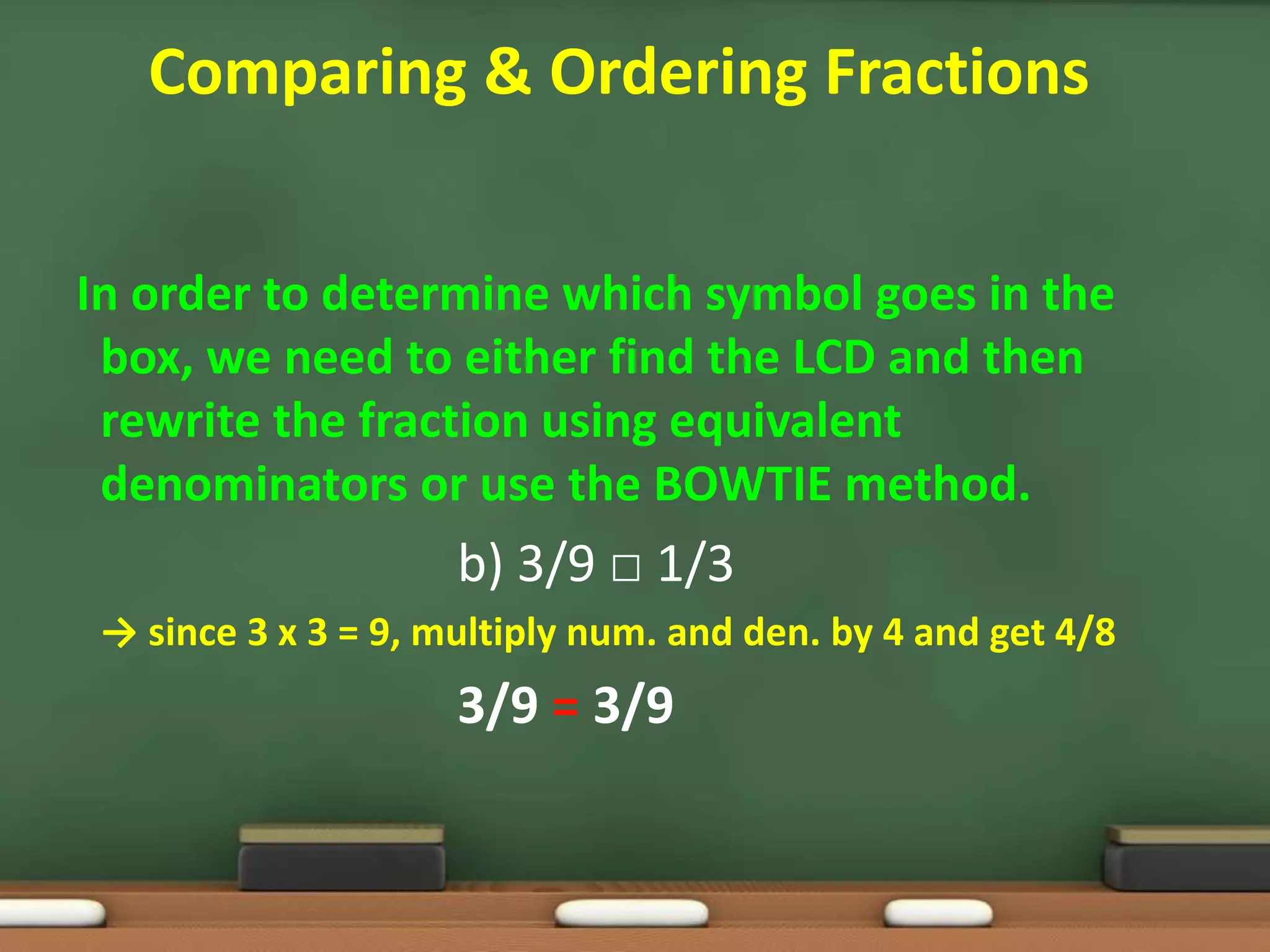 Fractions comparing ordering | PPTX