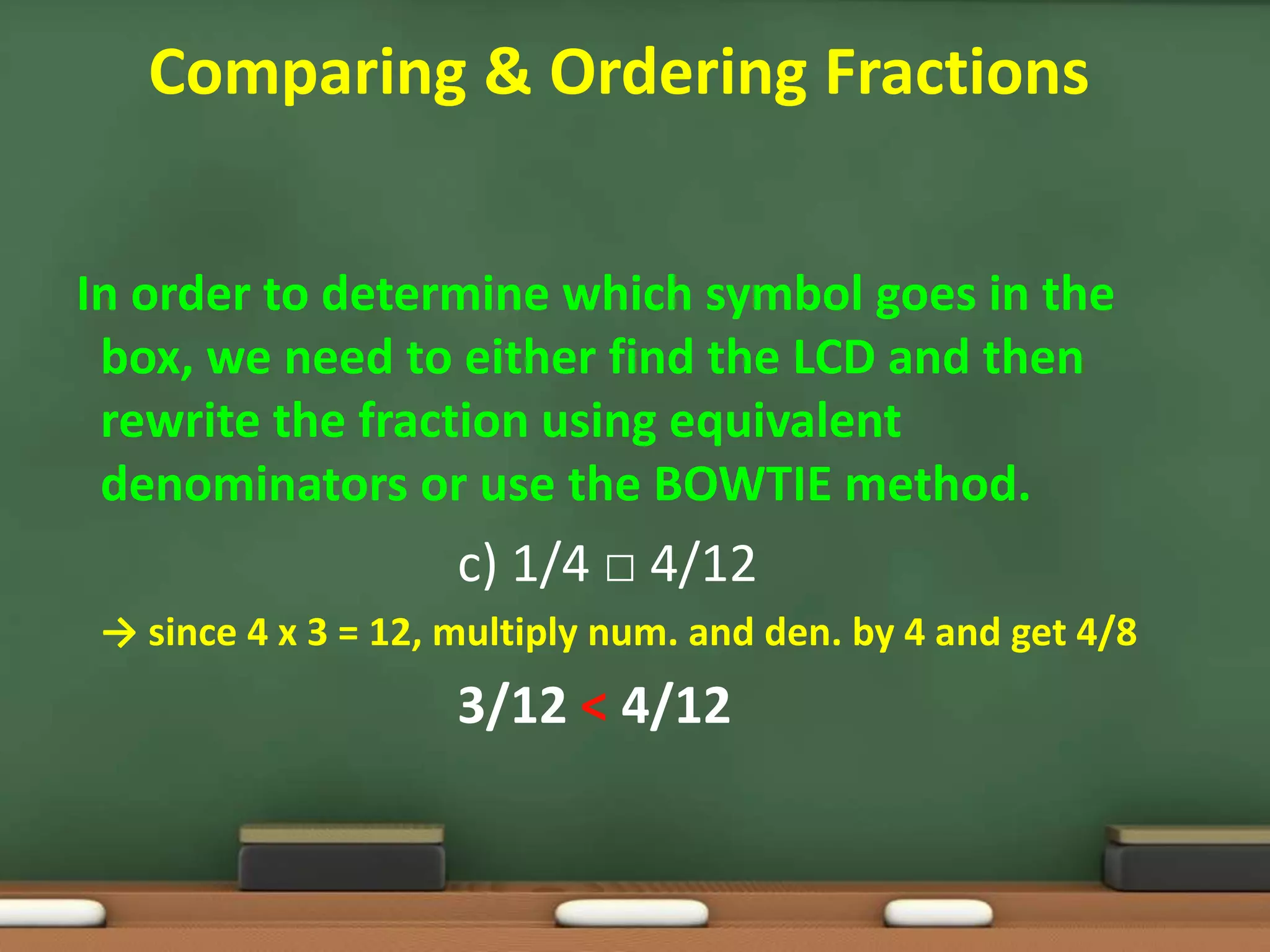 Fractions comparing ordering | PPTX