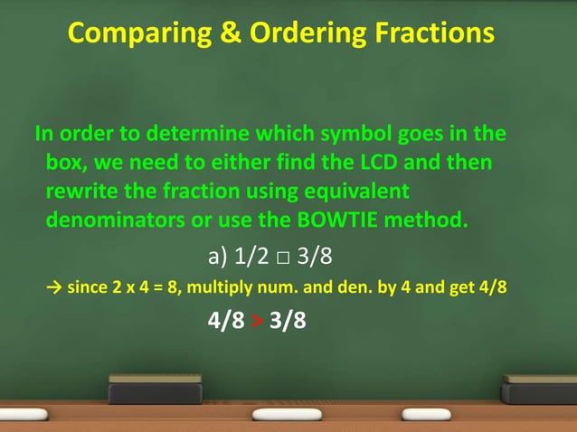 Fractions comparing ordering | PPT