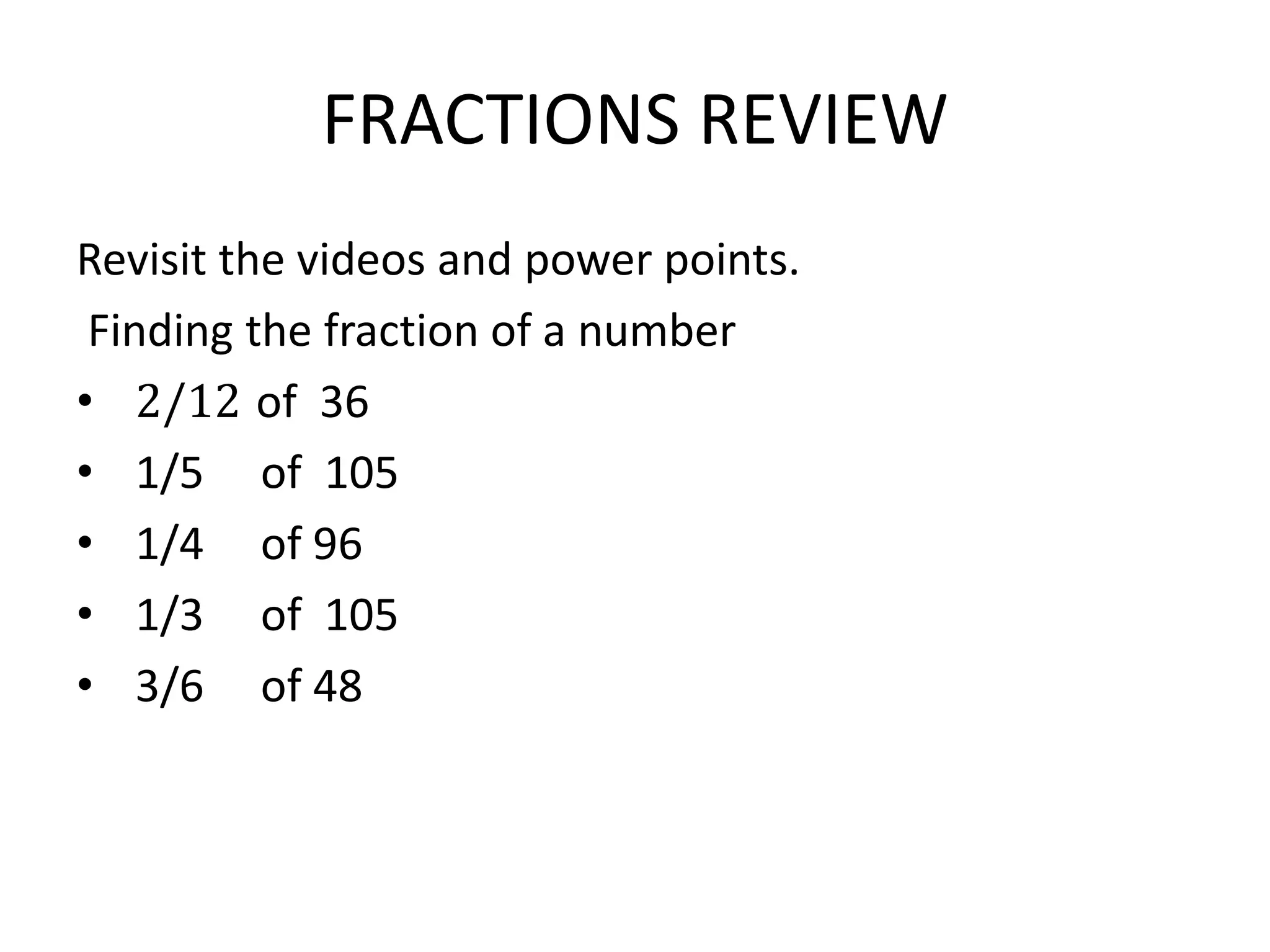 Fractions decimal review and graded | PPTX