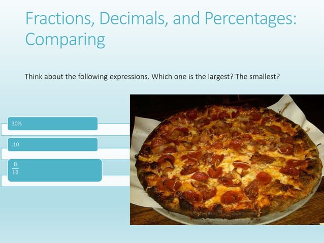 Fractions, decimals, and percentages | PPTX | Food & Drink