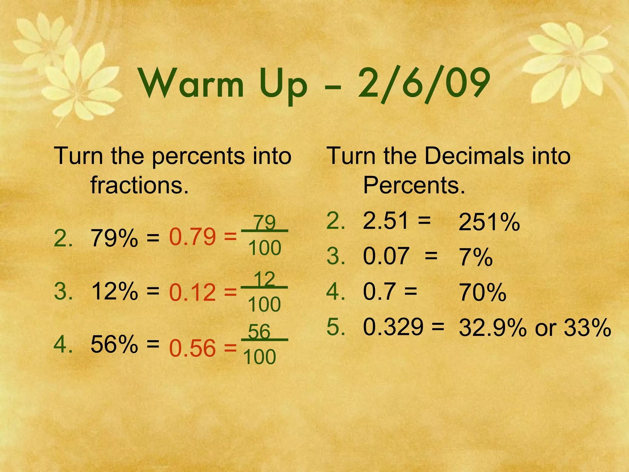 Fractions Decimals And Percents | PPT