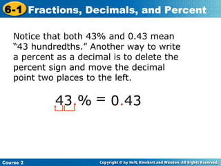 Fractions decimals and percents | PPT