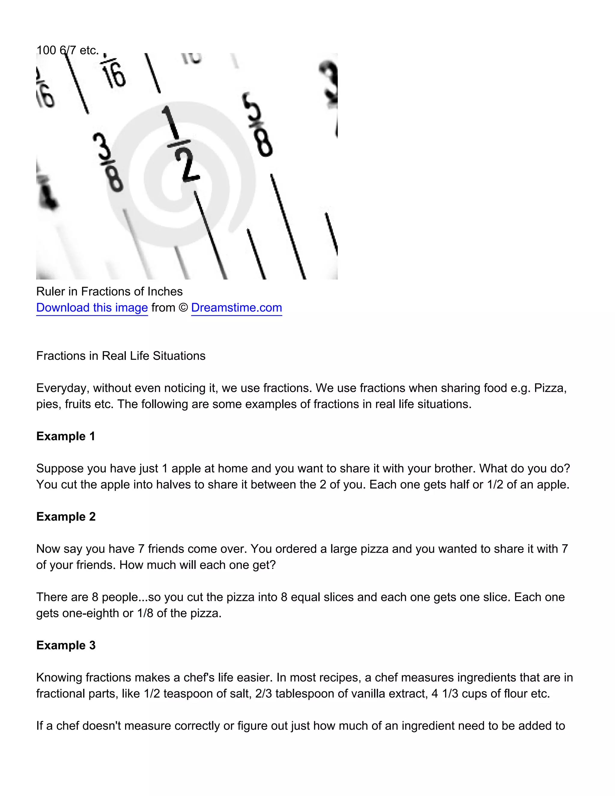 Fractions In Real Life | PDF