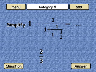 Fractions jeopardy | PPT