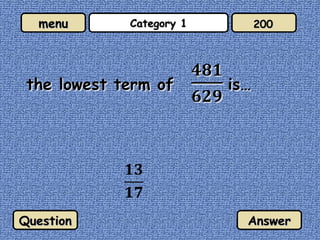 Fractions jeopardy | PPT