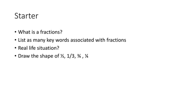Fractions lesson 1 | PPTX | Education