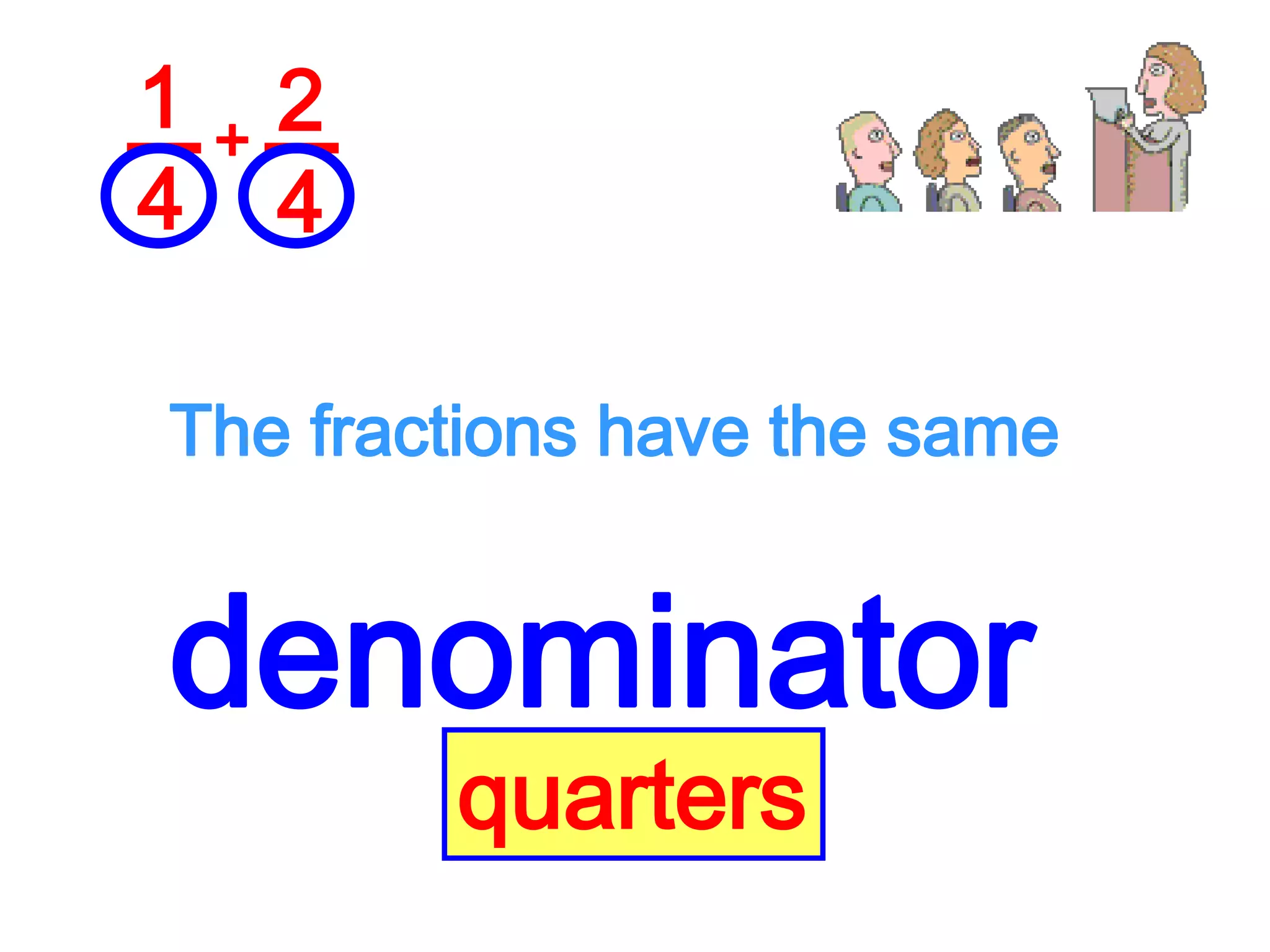 Adding and Subtracting Fractions with the Same Denominators. | PPT